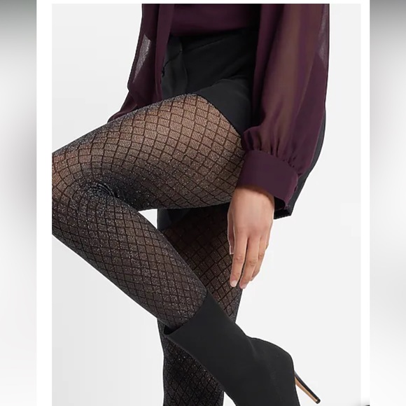 Express | Accessories | New Metallic Diamond Tights | Poshmark